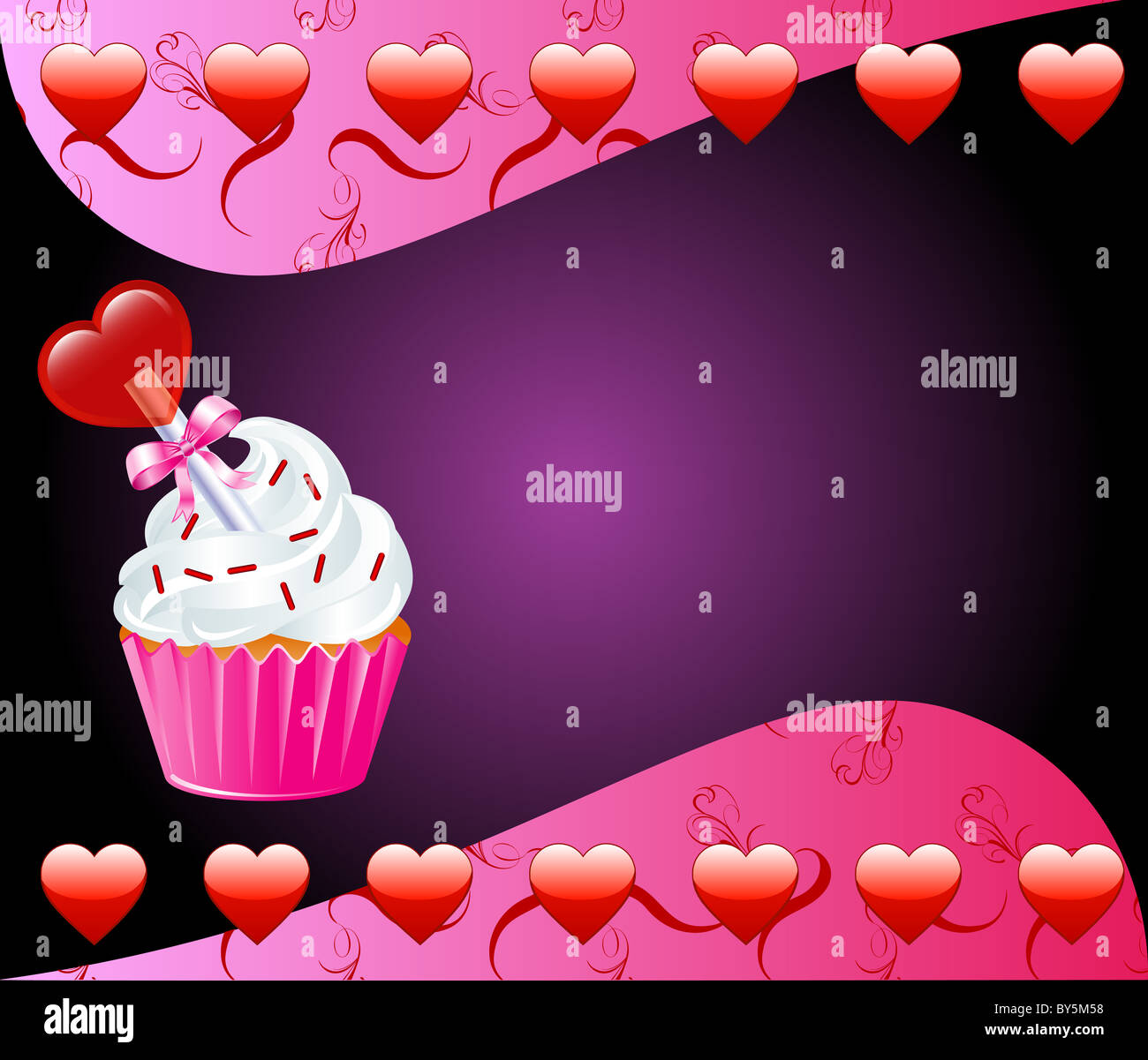 Vector Valentine Background with Heart cupcake Stock Photo - Alamy