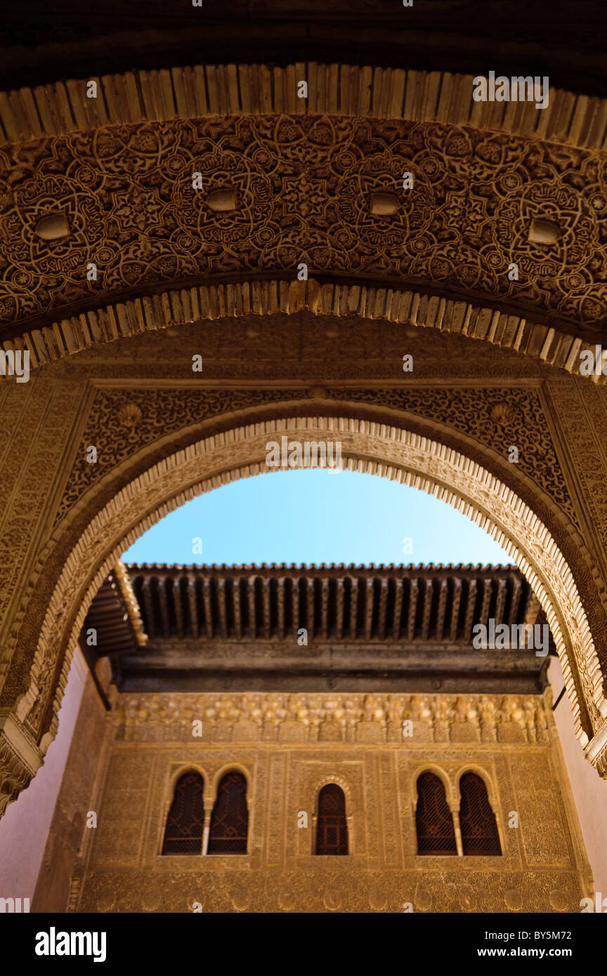 The architecture & features of the Alhambra in Granada, Spain, showing ...