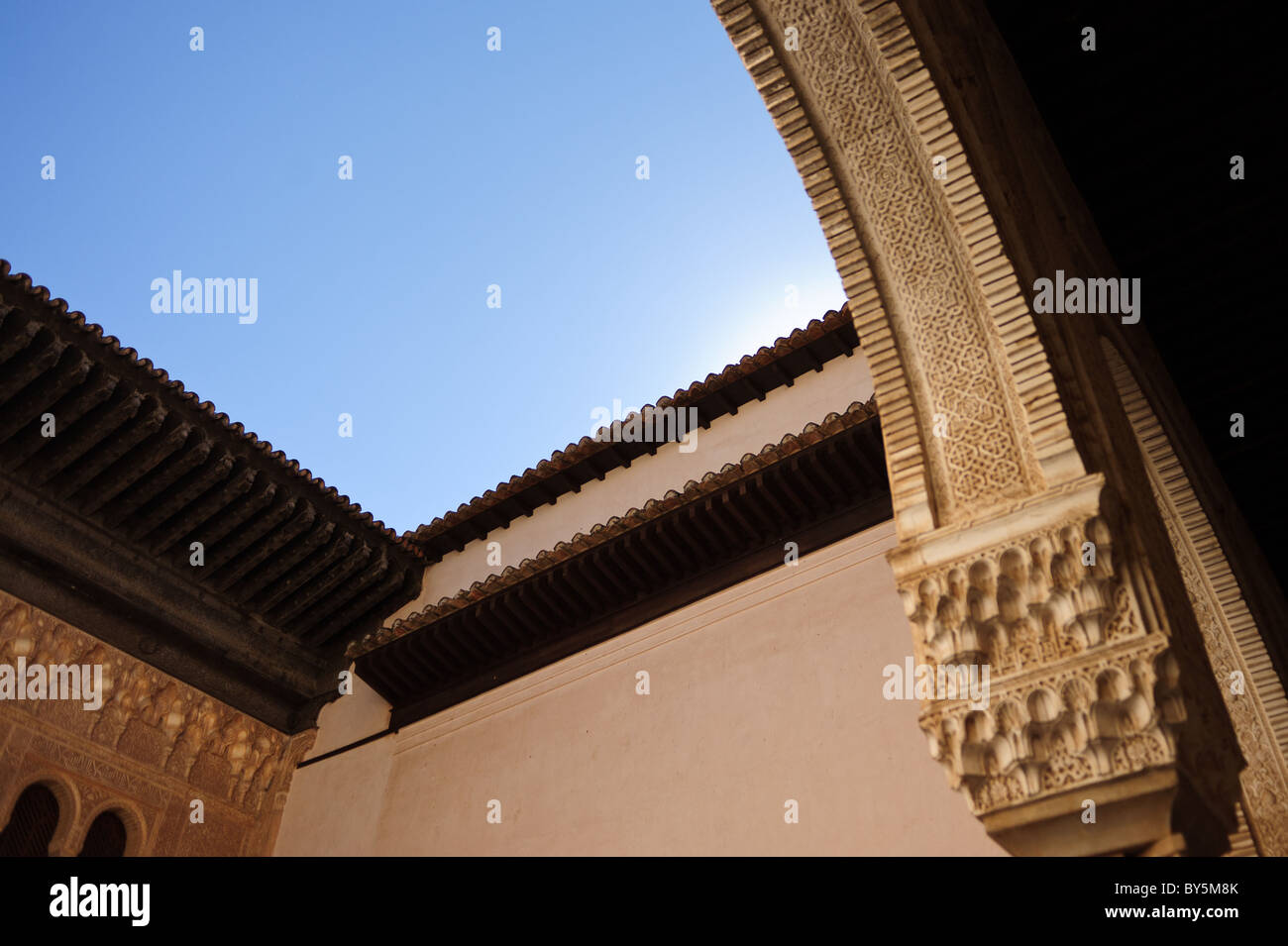 The architecture & features of the Alhambra in Granada, Spain, showing ...