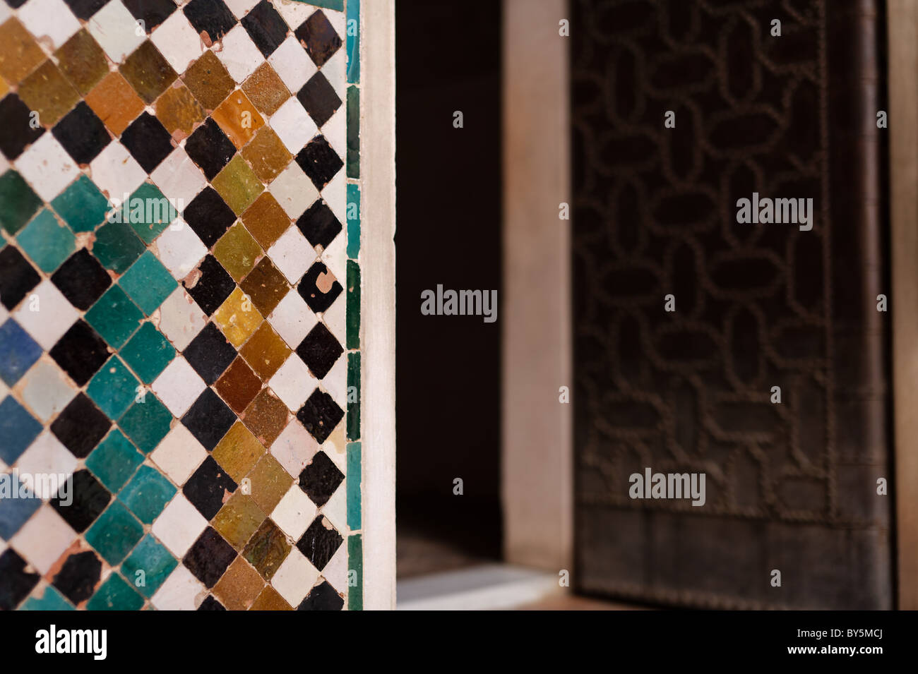 The interior of the Mexuar at the Alhambra in Granada, Spain, showing ...