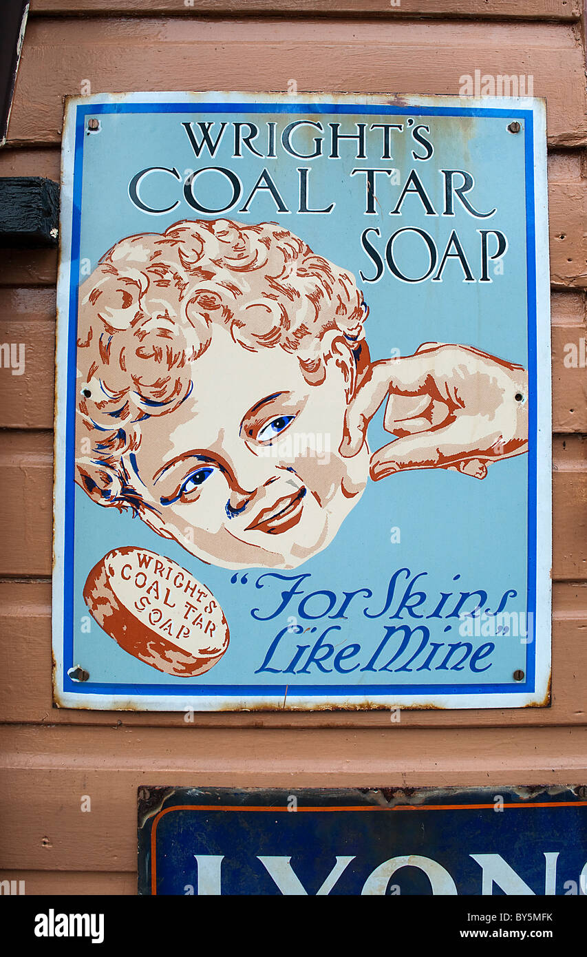 Wrights coal tar soap advertising board Stock Photo - Alamy