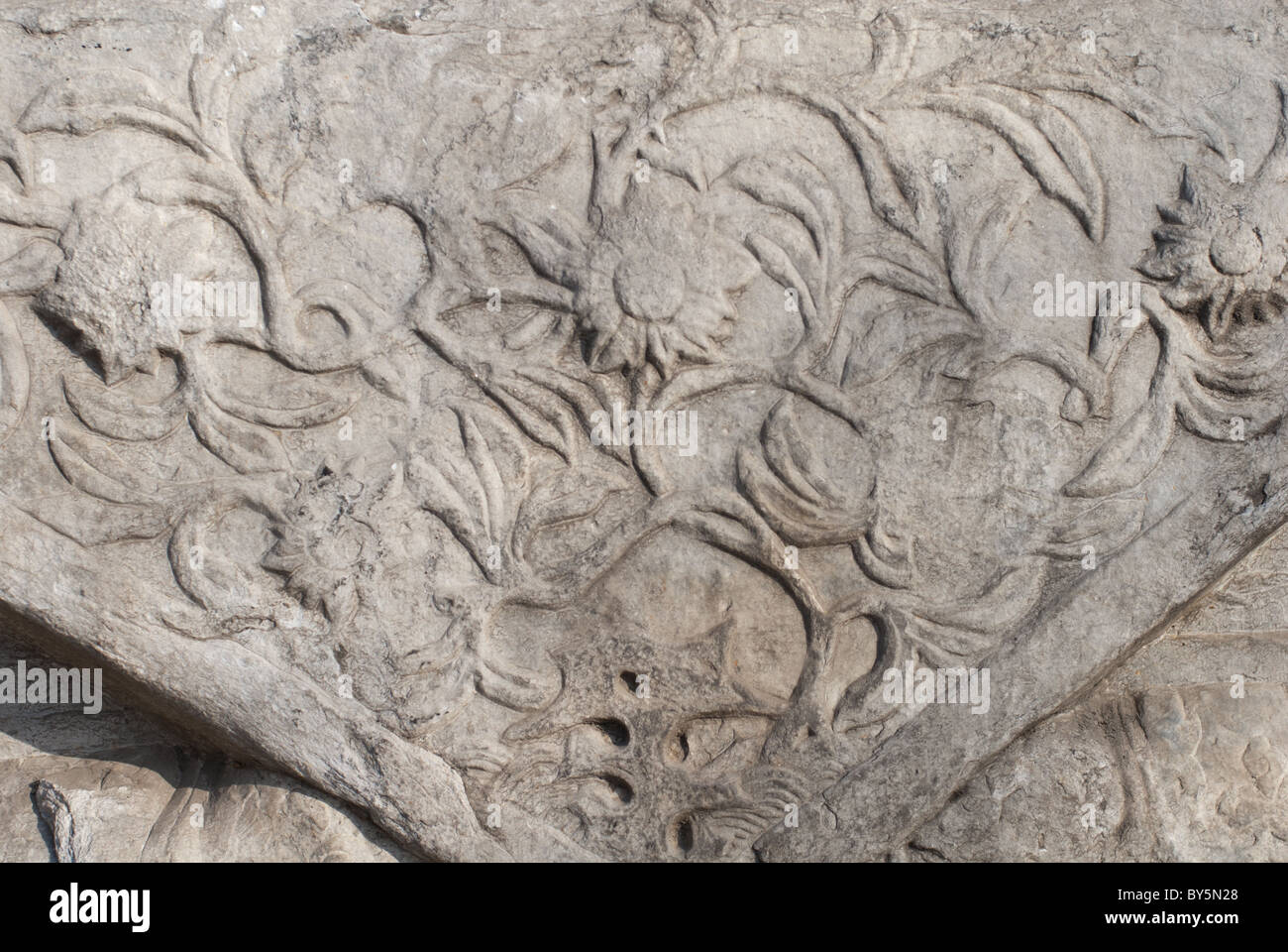 traditional Chinese stone floral decorations Stock Photo - Alamy