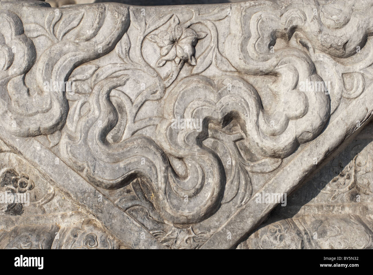 traditional Chinese stone floral decorations Stock Photo - Alamy