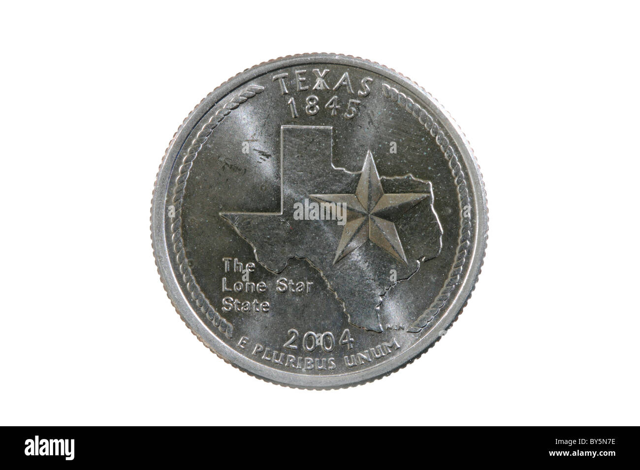 Texas state quarter coin isolated on white background Stock Photo - Alamy