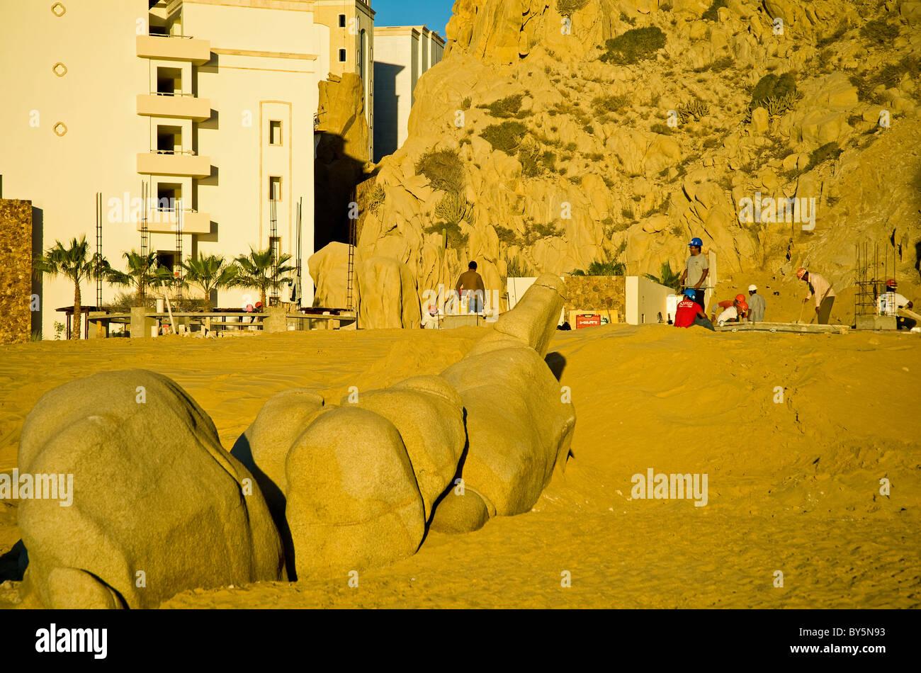 rock yellow stone formation near ocean beach cabo san lucas mexico ...