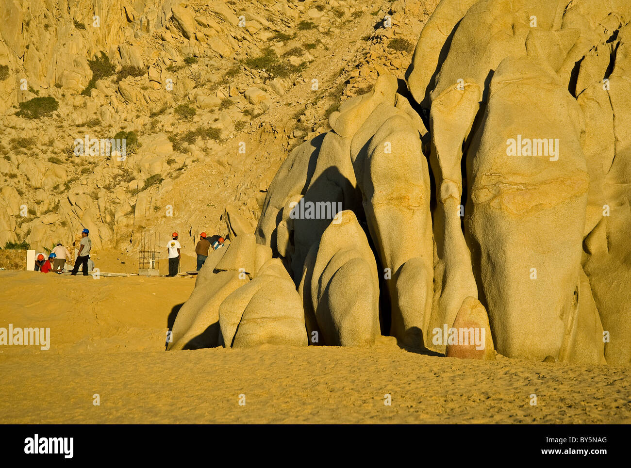 rock yellow stone formation near ocean beach cabo san lucas mexico ...
