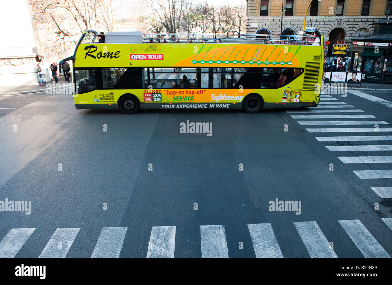 Rome Italy touristic bus tour in the center of capital city streets ...