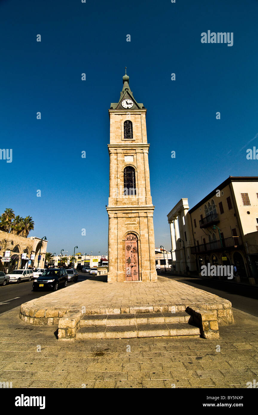 The beautiful clock tower is the most famous landmark of Jaffa Stock ...