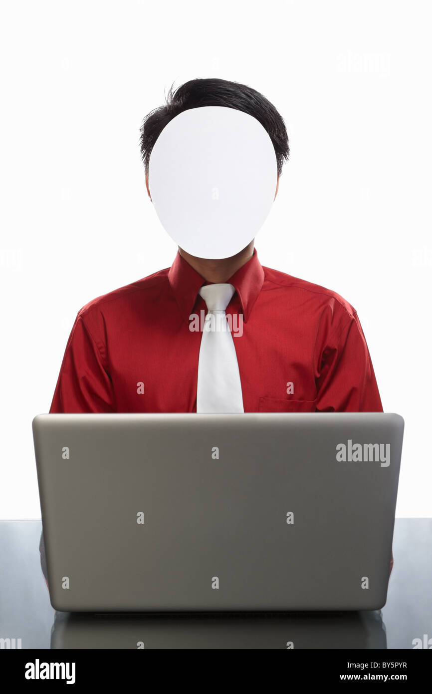 Series of faceless businessman with different gestures in front of his ...