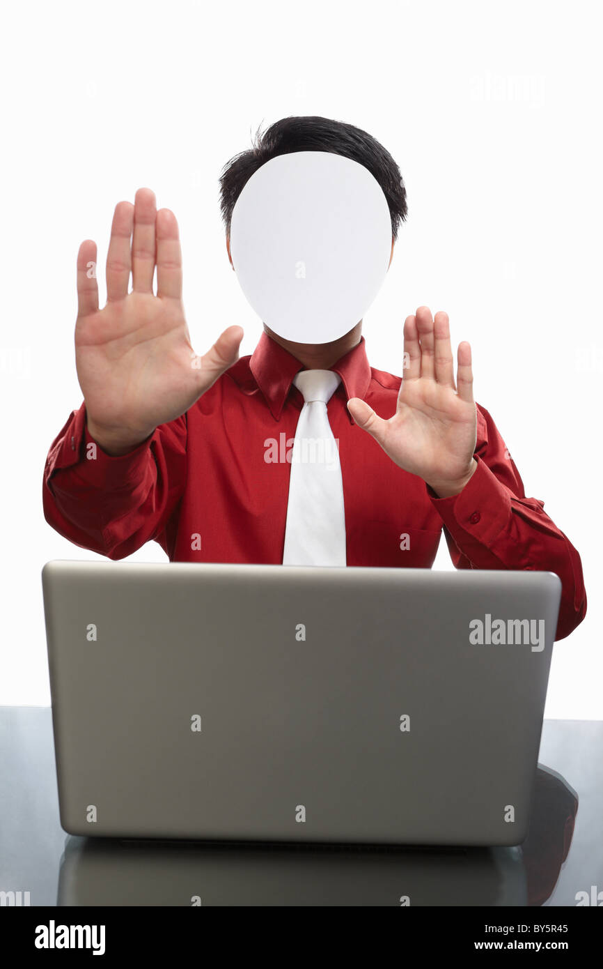 Series of faceless businessman with different gestures in front of his ...