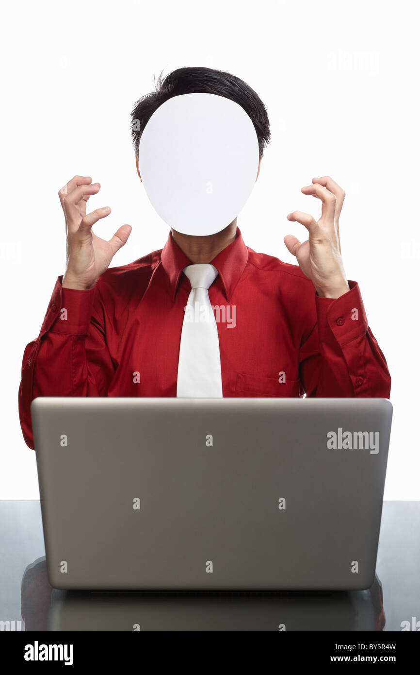 Series of faceless businessman with different gestures in front of his ...