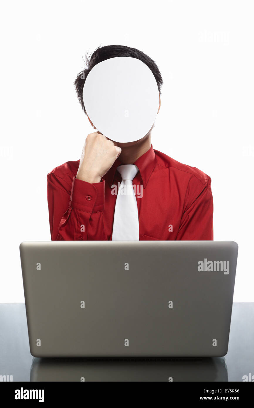Series of faceless businessman with different gestures in front of his ...