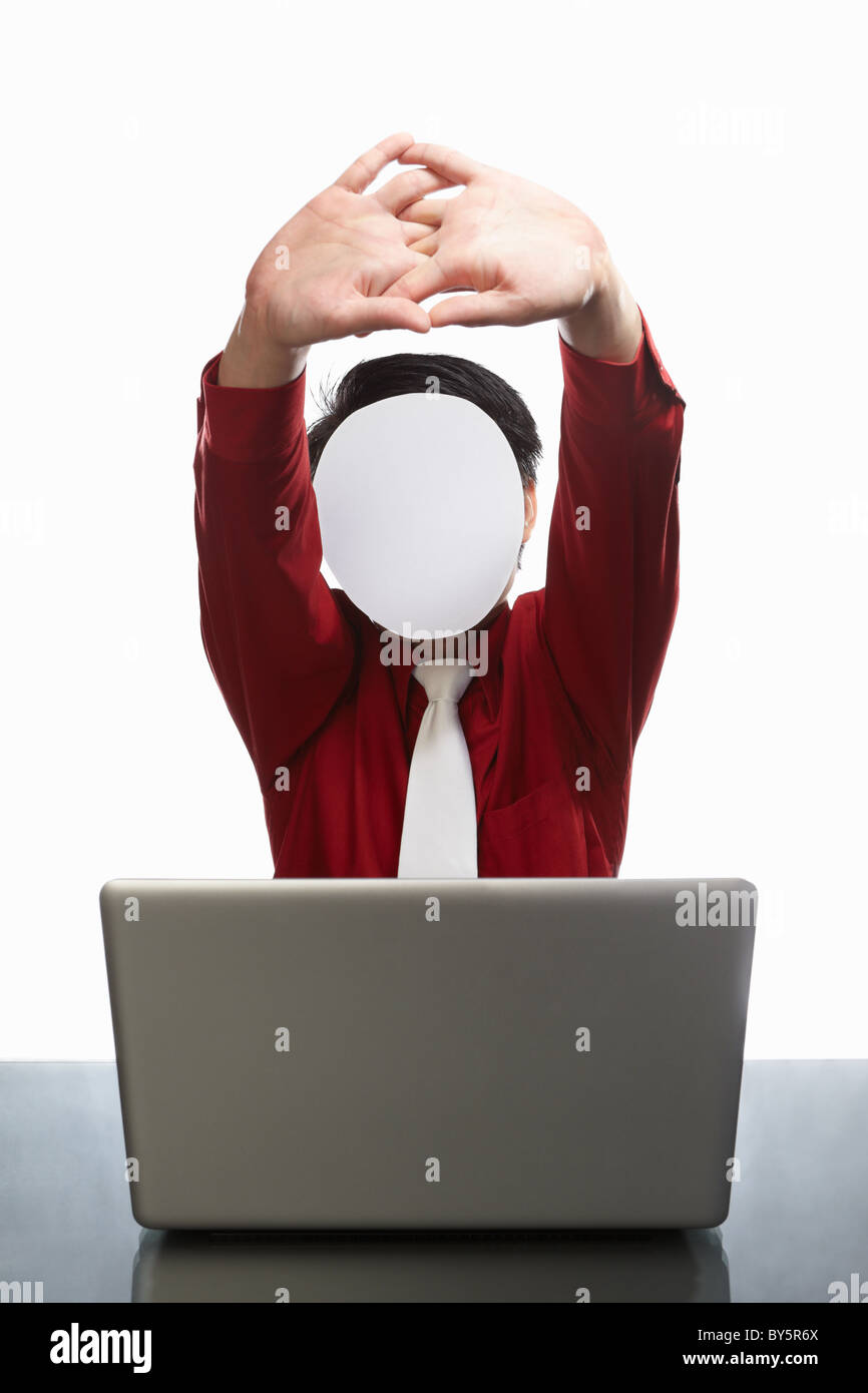 Series of faceless businessman with different gestures in front of his ...