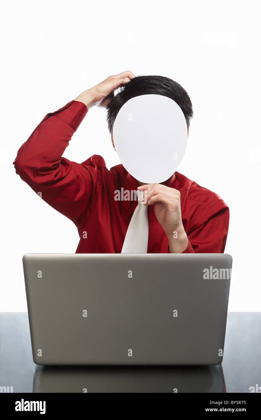 Series of faceless businessman with different gestures in front of his ...