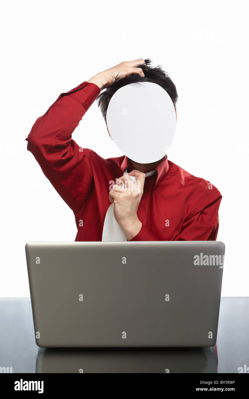 Series of faceless businessman with different gestures in front of his ...