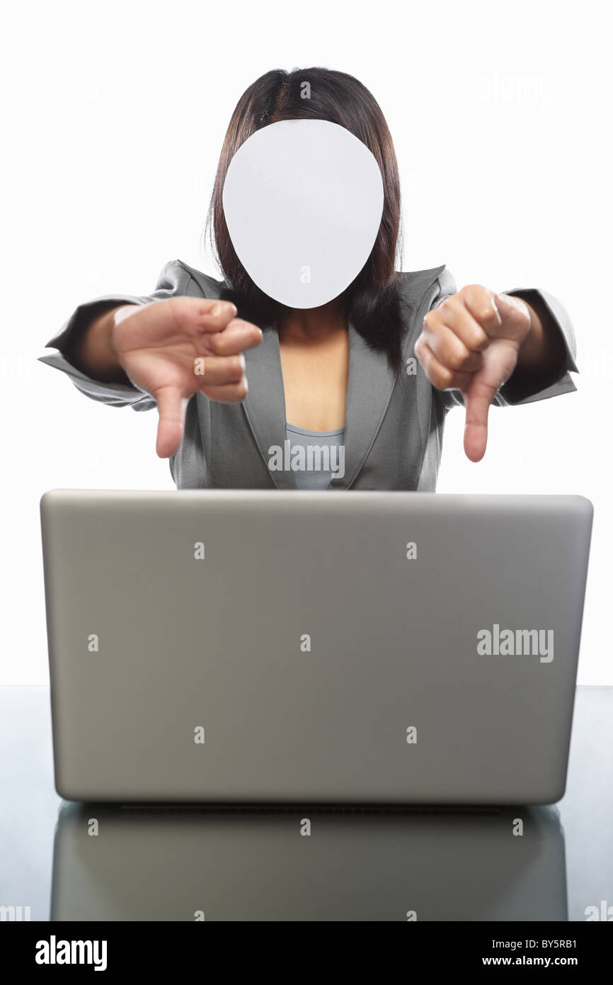 Series of faceless businesswoman with different gestures in front of ...