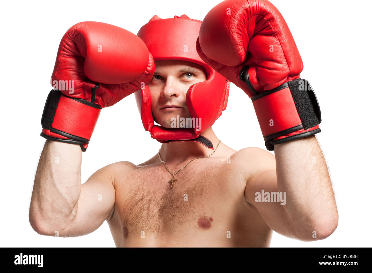 Professional boxer stance isolated on white background Stock Photo - Alamy