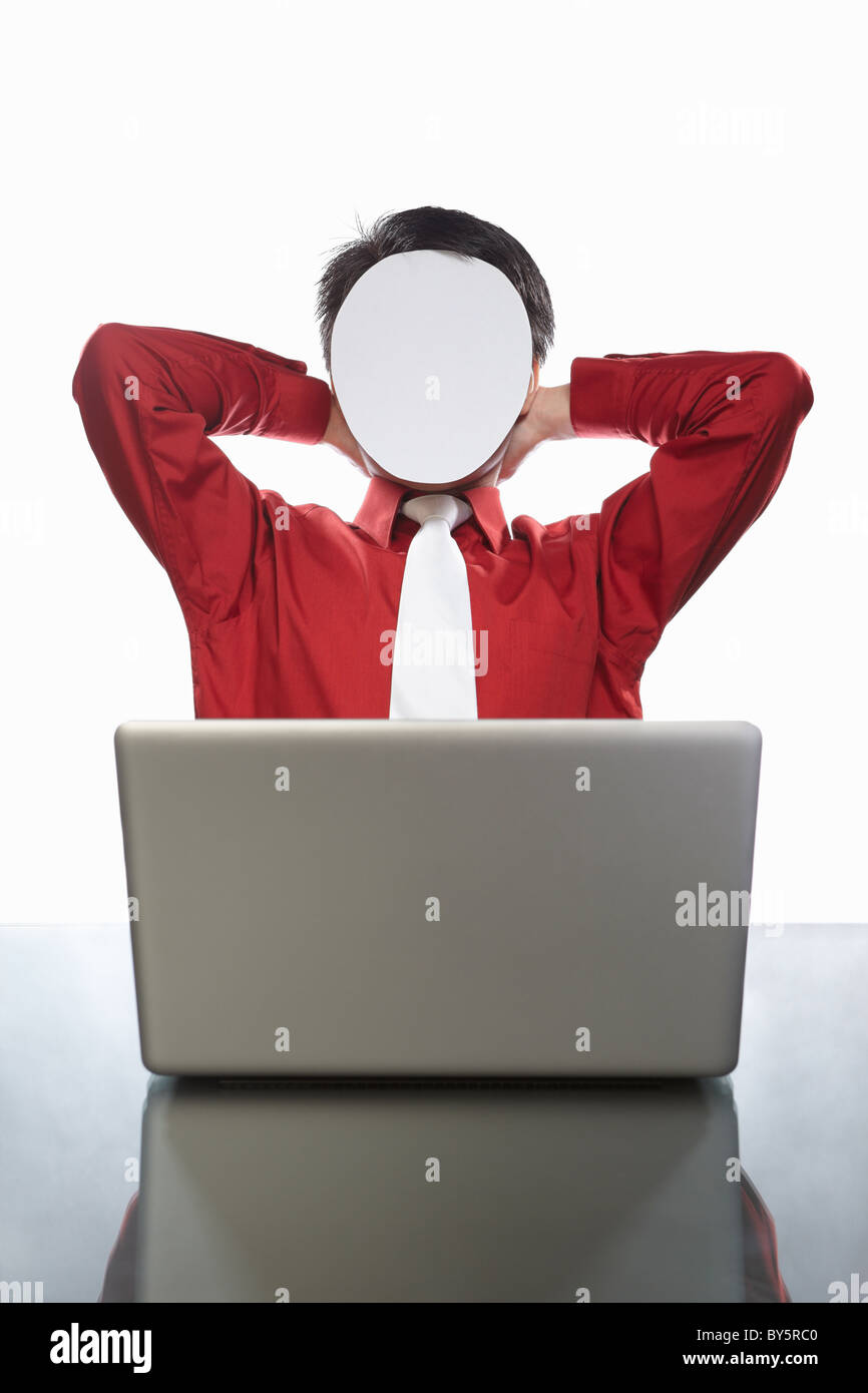 Series of faceless businessman with different gestures in front of his ...