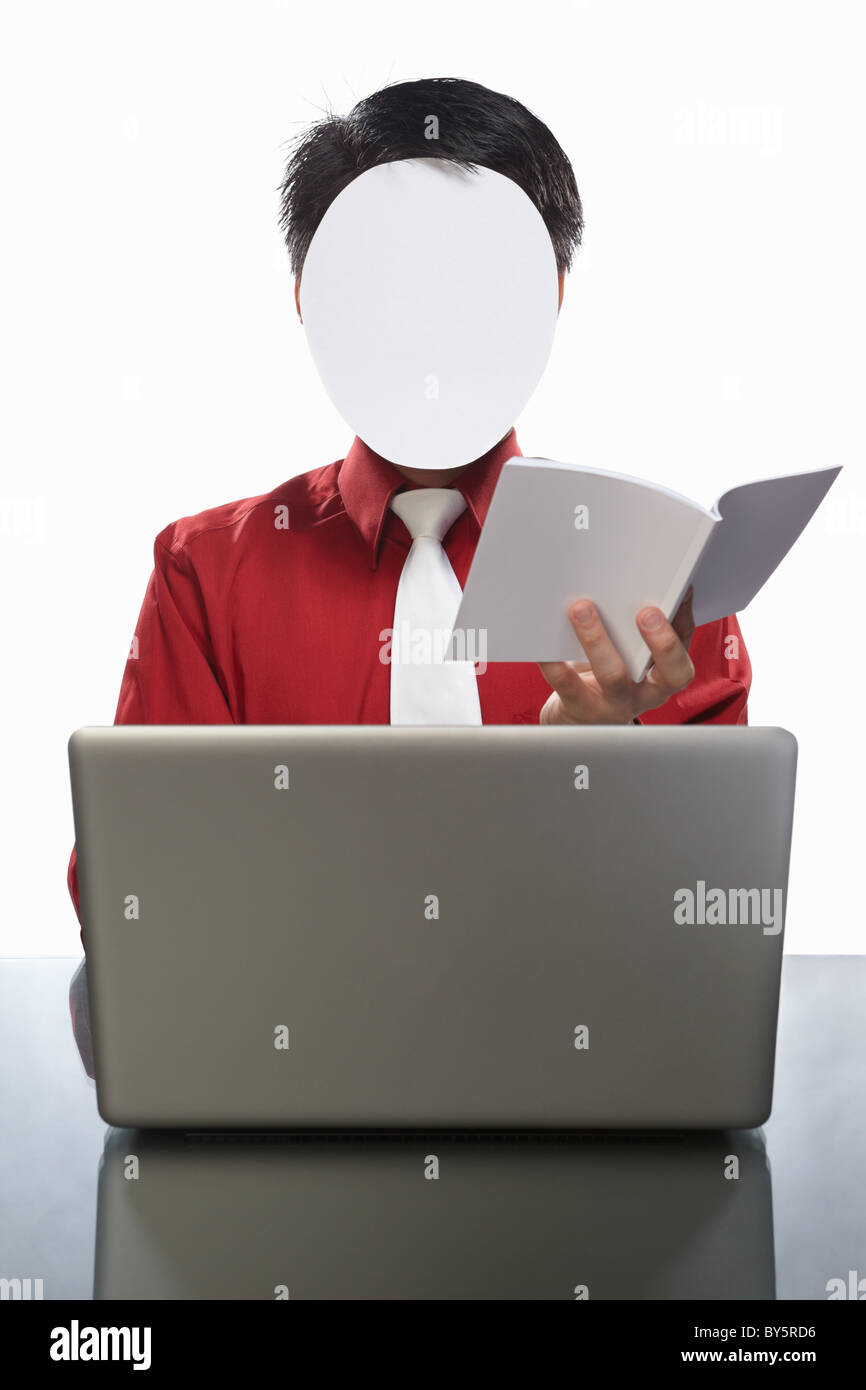 Series of faceless businessman with different gestures in front of his ...