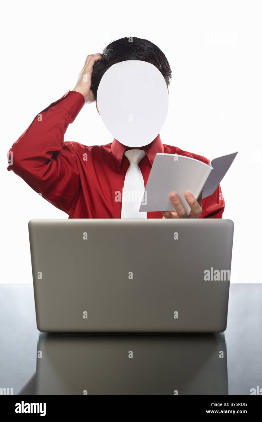 Series of faceless businessman with different gestures in front of his ...