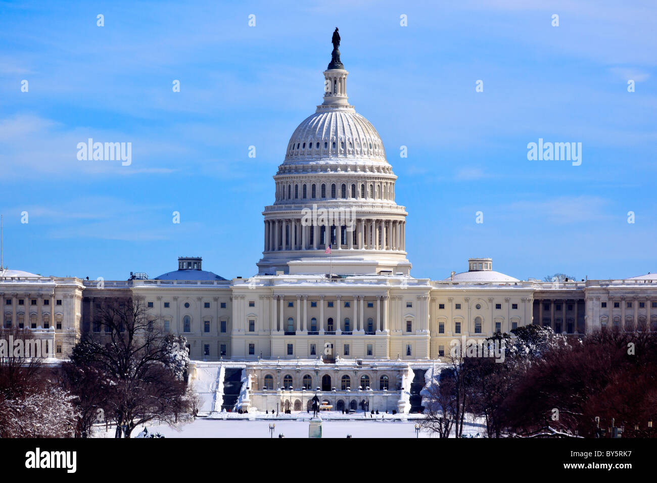 US Capitol After Snowstorm in Snow Congress House Senate capital city ...