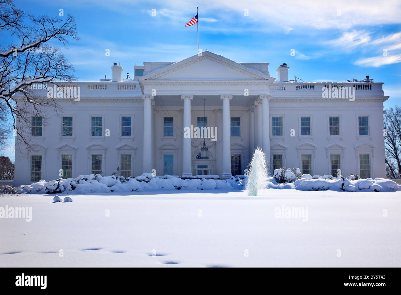 The White House With Snow