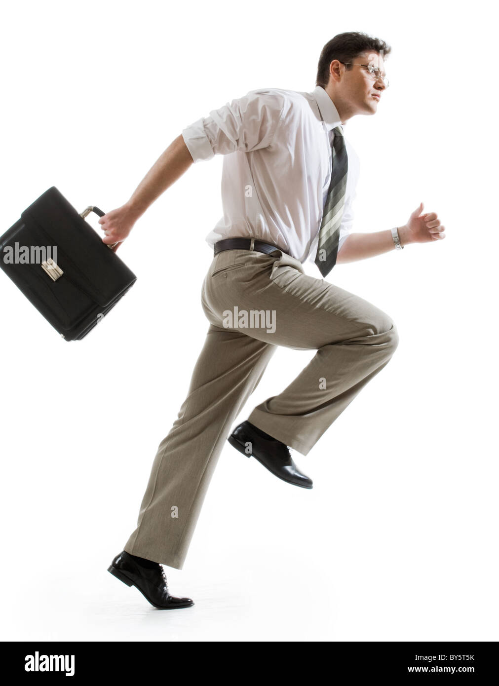 Busy businessman with briefcase running to important meeting Stock ...