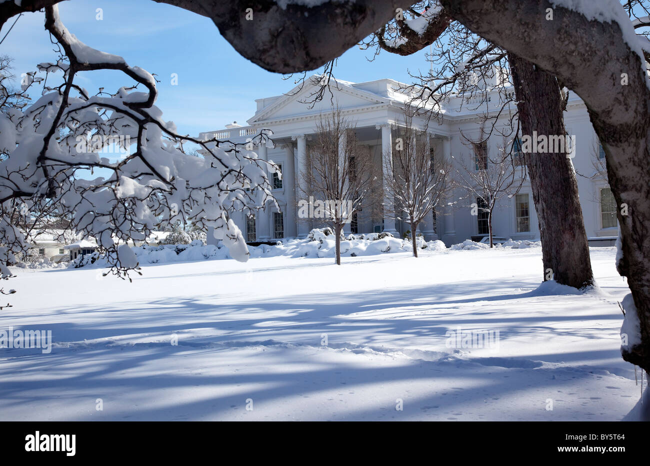 White House Trees After Snow Pennsylvania Ave Washington DC Stock Photo ...