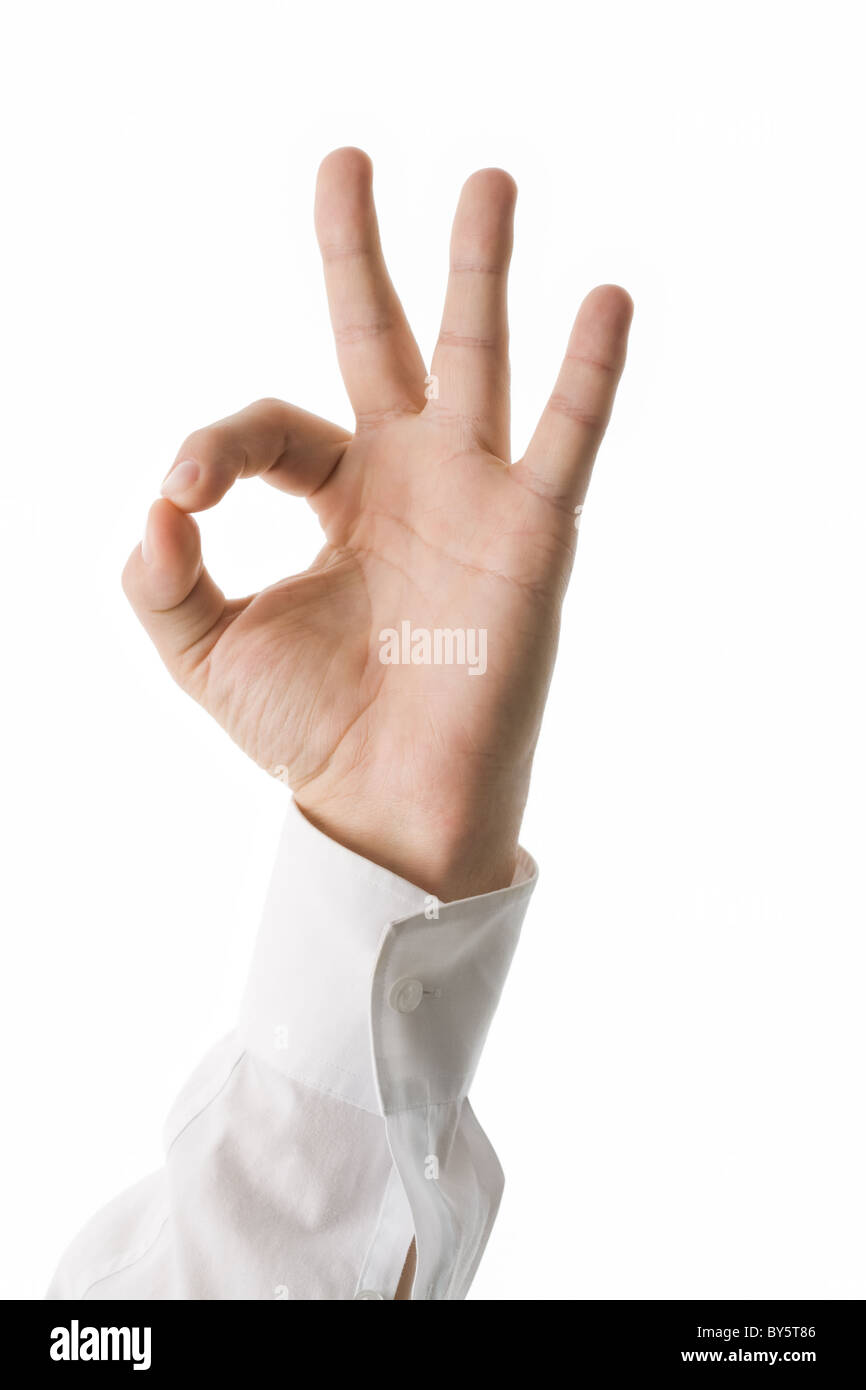 Image of male hand showing sign of okay Stock Photo - Alamy