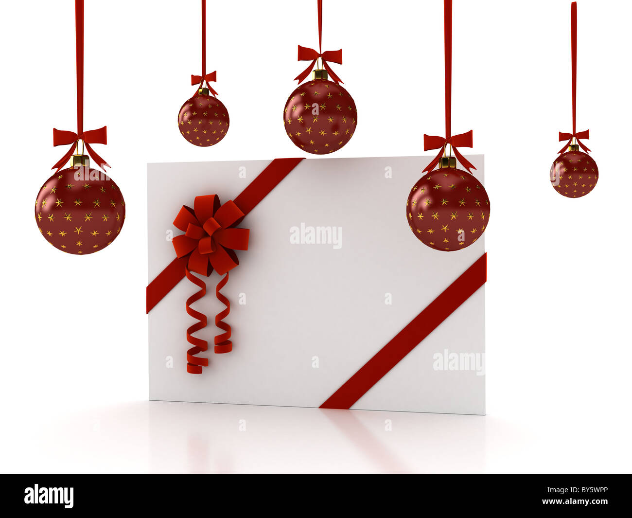 Greeting card with ribbon over white Stock Photo - Alamy