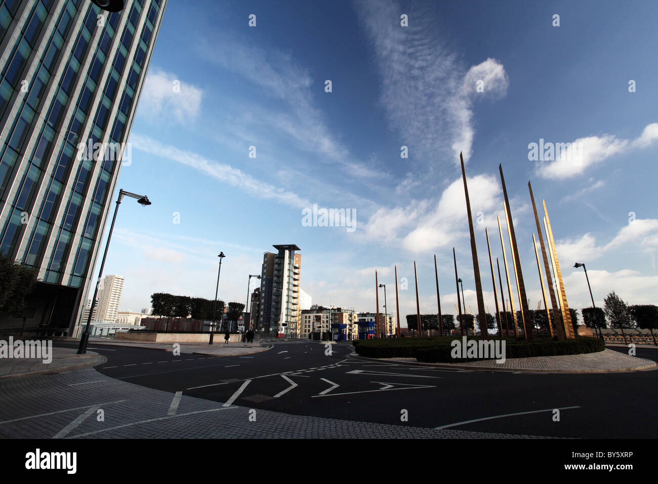 A roundabout in Canary Wharf, London Stock Photo - Alamy