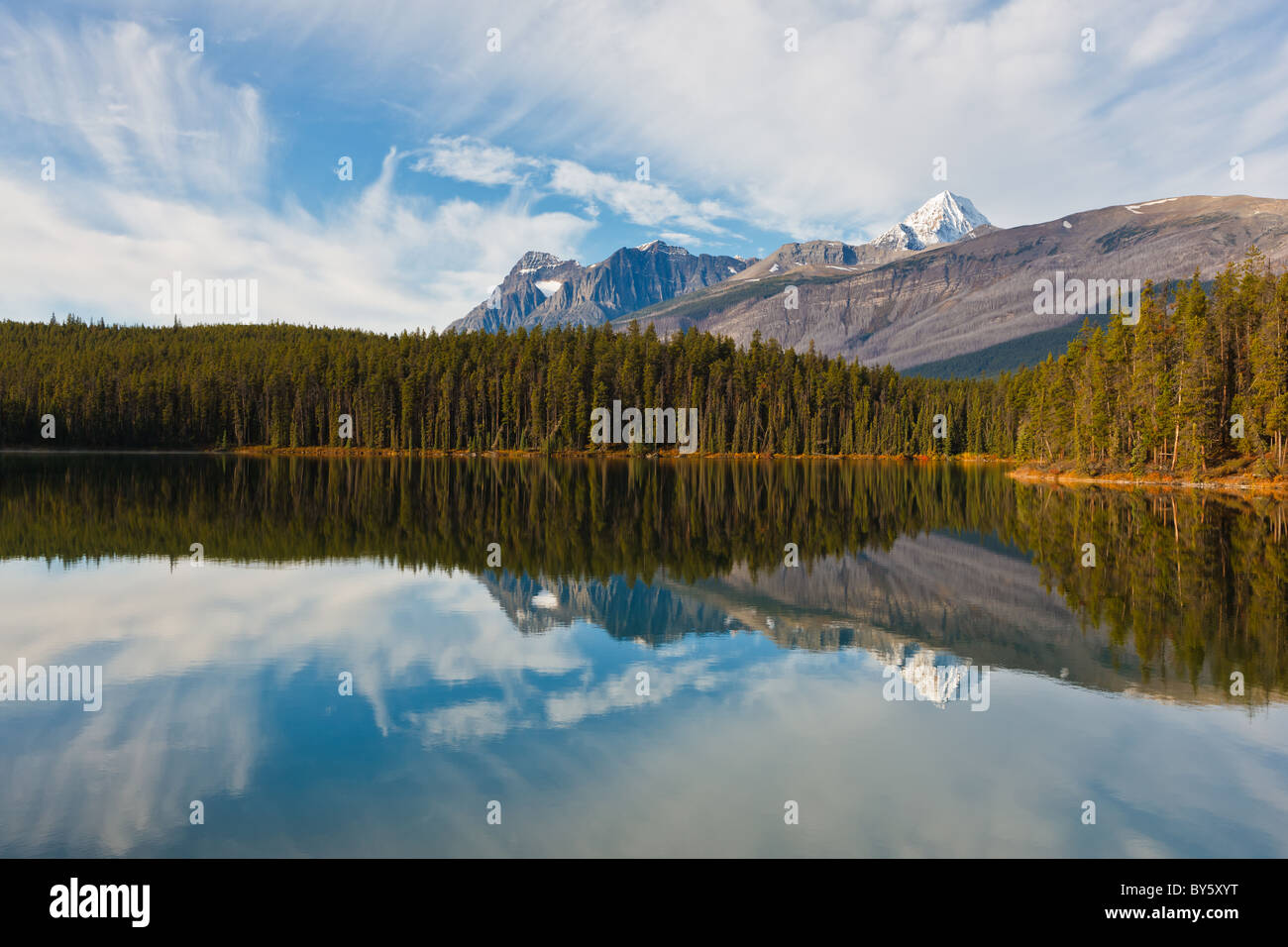 Reflections of Mount Fryatt and Whirlpool Peak over Leach Lake, Jasper ...