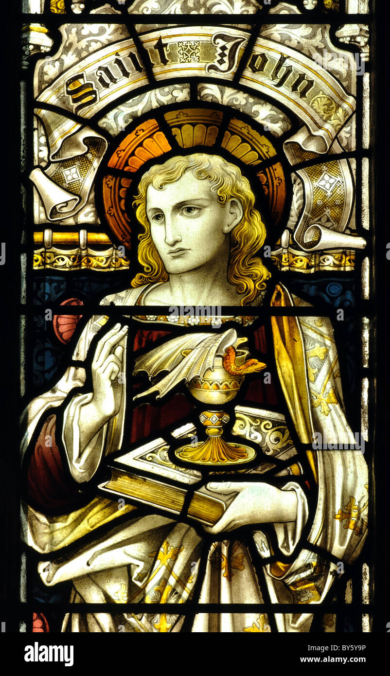 Saint John stained glass, St. Andrew`s Church, Burton Overy ...