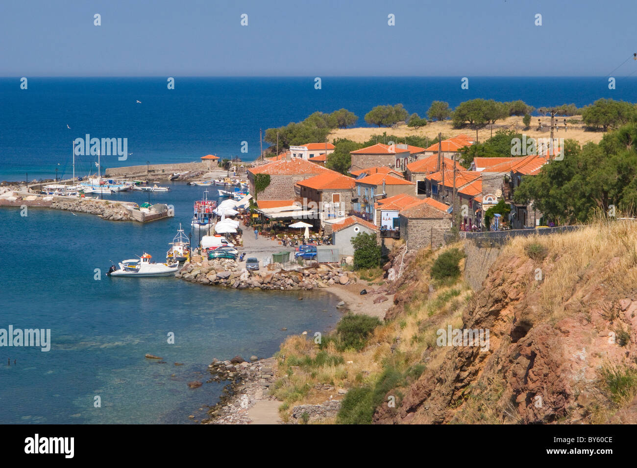 Lesbos Molyvos Lesvos Mithymna Greek Harbour Stock Photo - Alamy