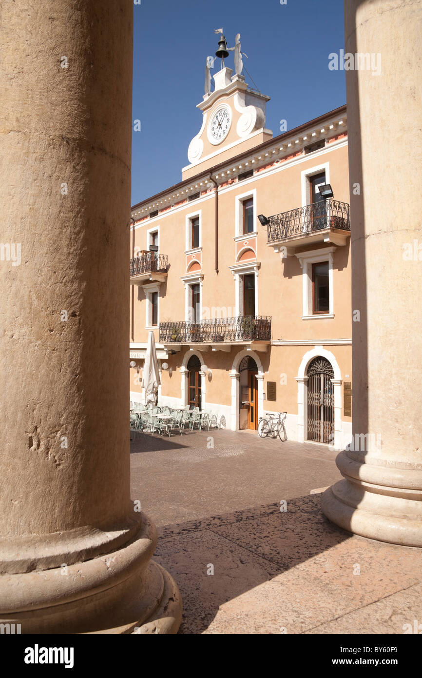 Bardolino central promenade and building with elaborate clock on ...