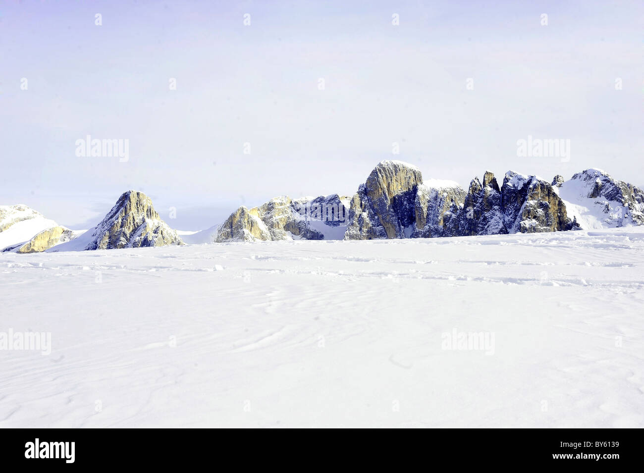 Alps in winter landscape with snow in the Dolomites Stock Photo - Alamy