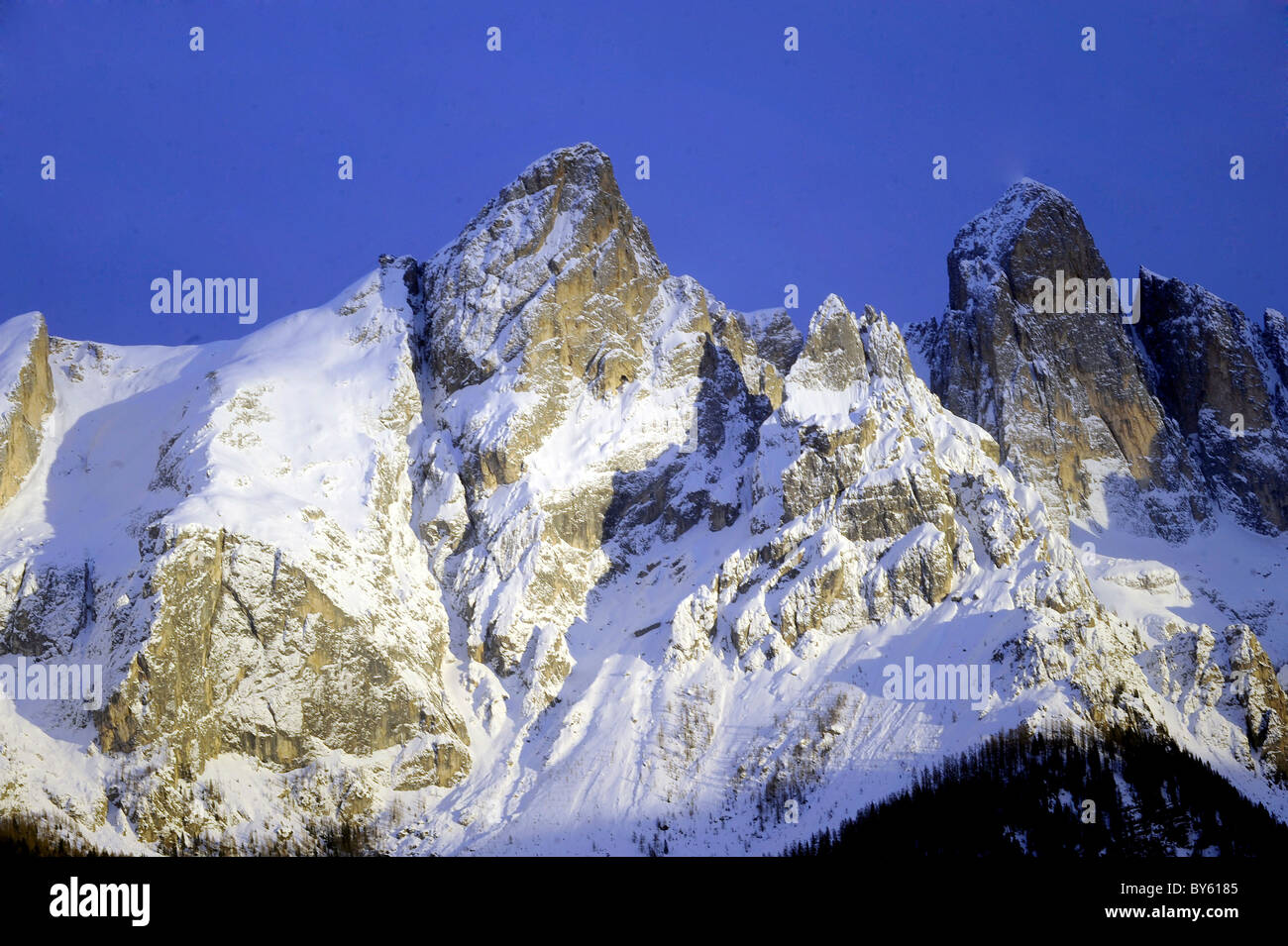 Alps in winter landscape with snow in the Dolomites Stock Photo - Alamy
