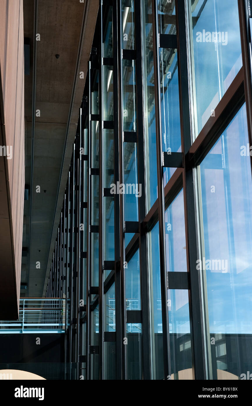 Beautiful blue modern windows in the office Stock Photo - Alamy