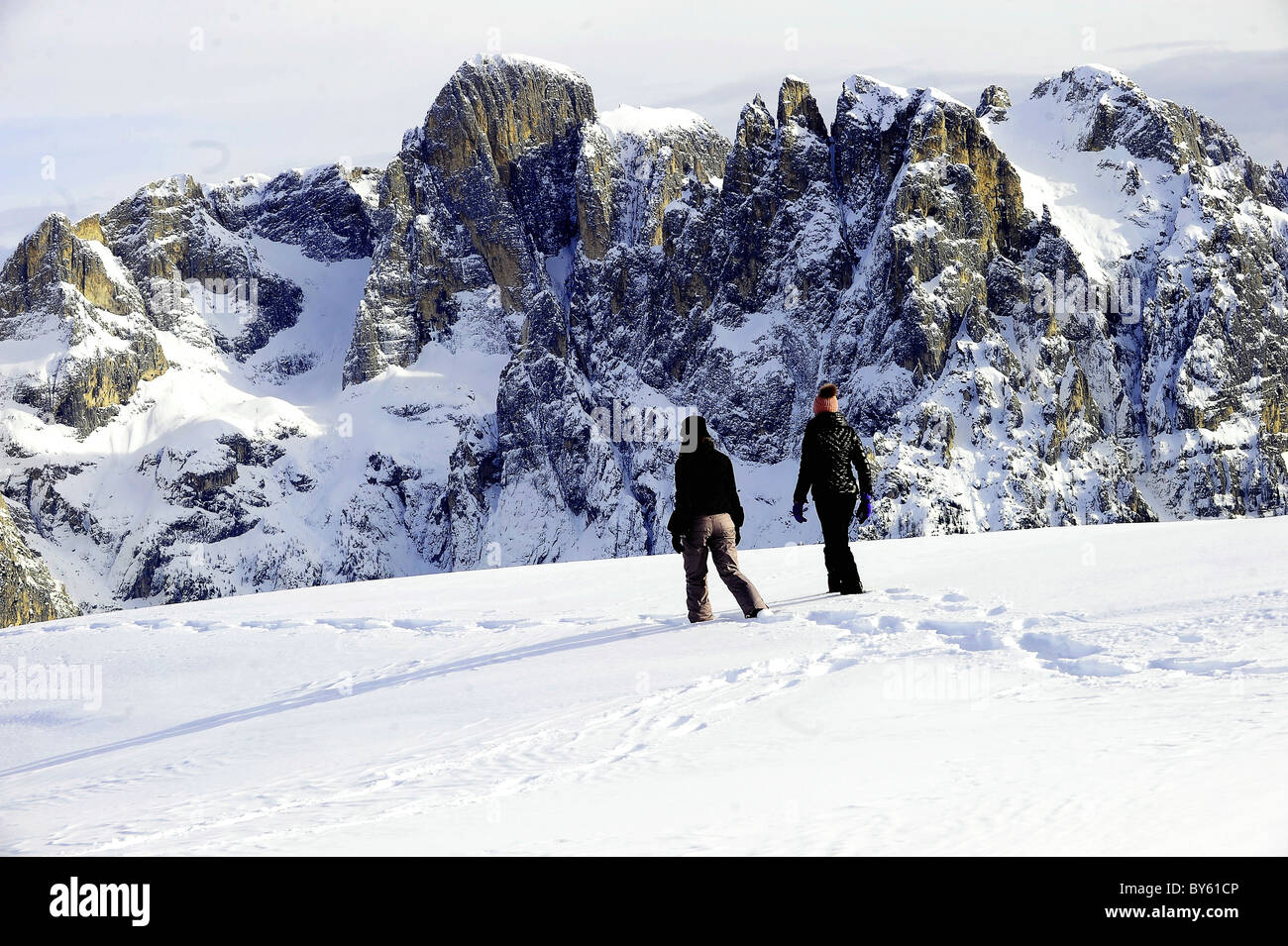 Alps in winter landscape with snow in the Dolomites Stock Photo - Alamy
