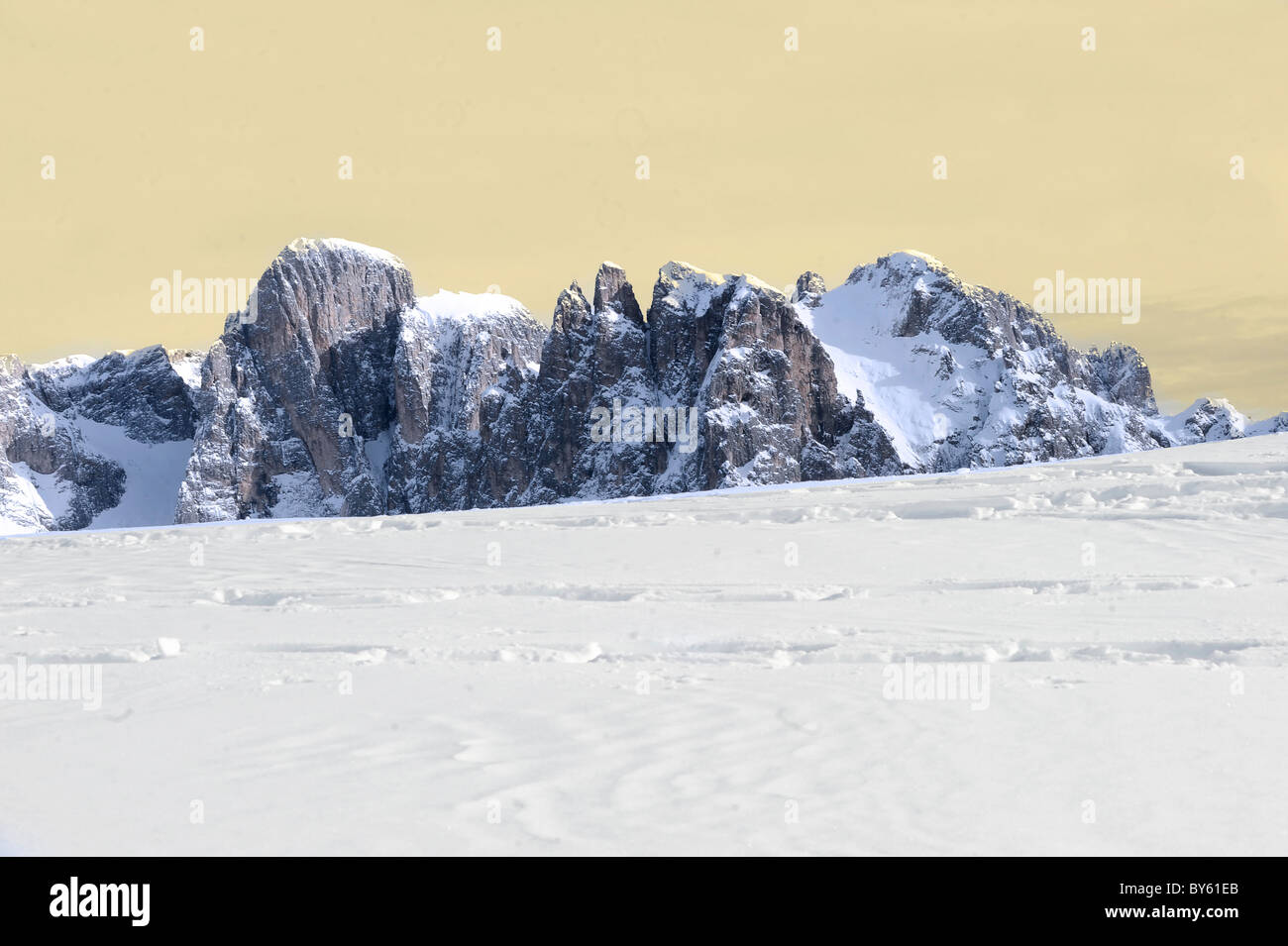Alps in winter landscape with snow in the Dolomites Stock Photo - Alamy
