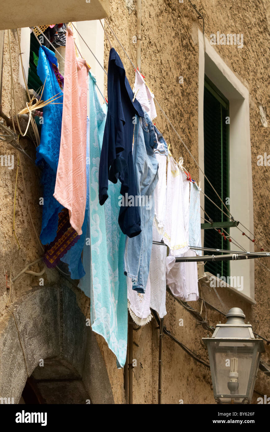 Washing line in Atrani Italy Stock Photo - Alamy
