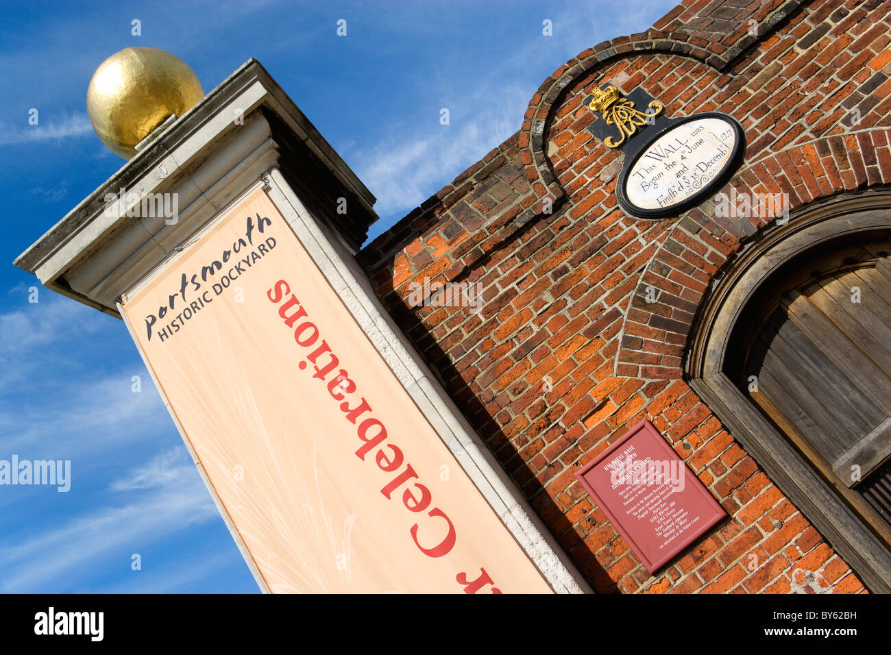 England Hampshire Portsmouth Harbour Historic Naval Dockyard Main gate ...