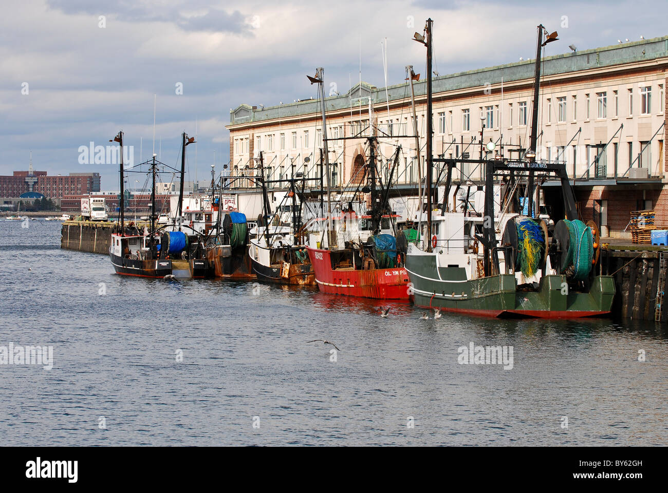 Boston Fish Pier with fishing boats Stock Photo - Alamy
