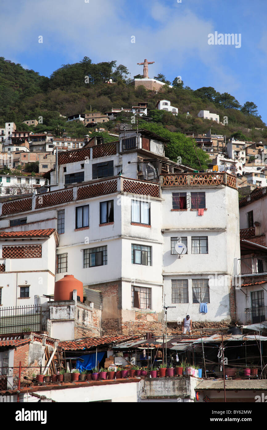 Taxco, colonial town well known for its silver markets, Christ Statue ...