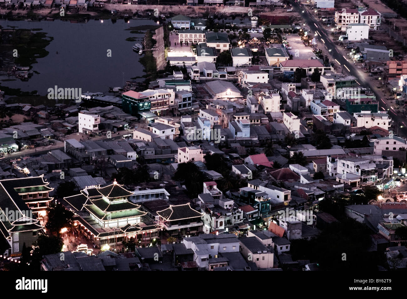 up view of Chau Doc from sam mountain at sunset Stock Photo - Alamy