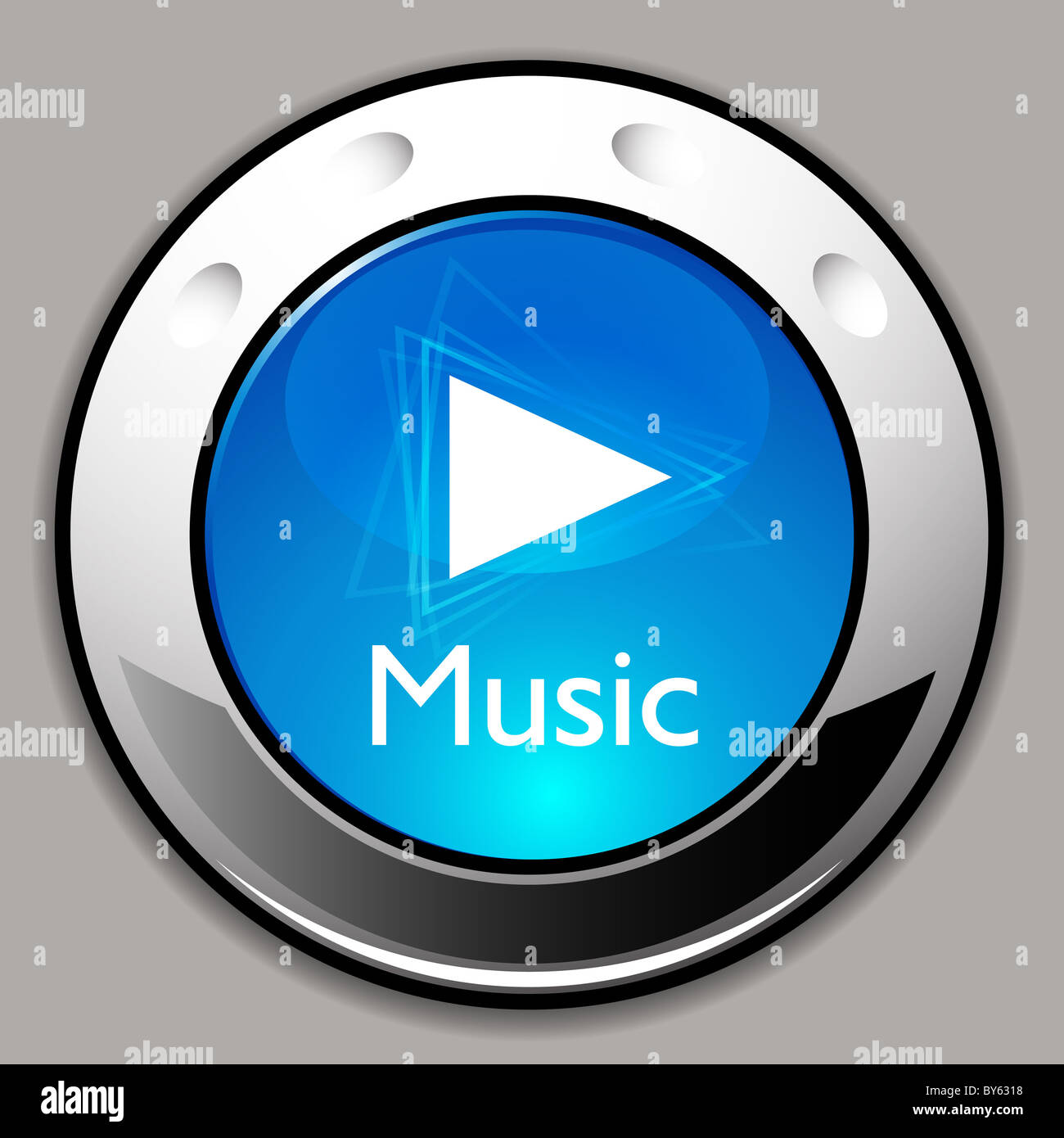 An image of a music player detailed chrome button Stock Photo - Alamy