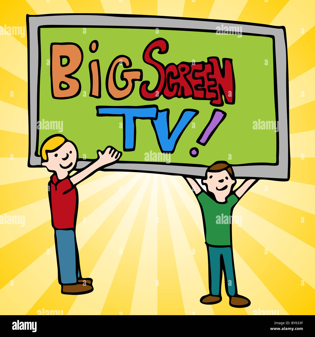 An image of a men moving a big screen television Stock Photo - Alamy