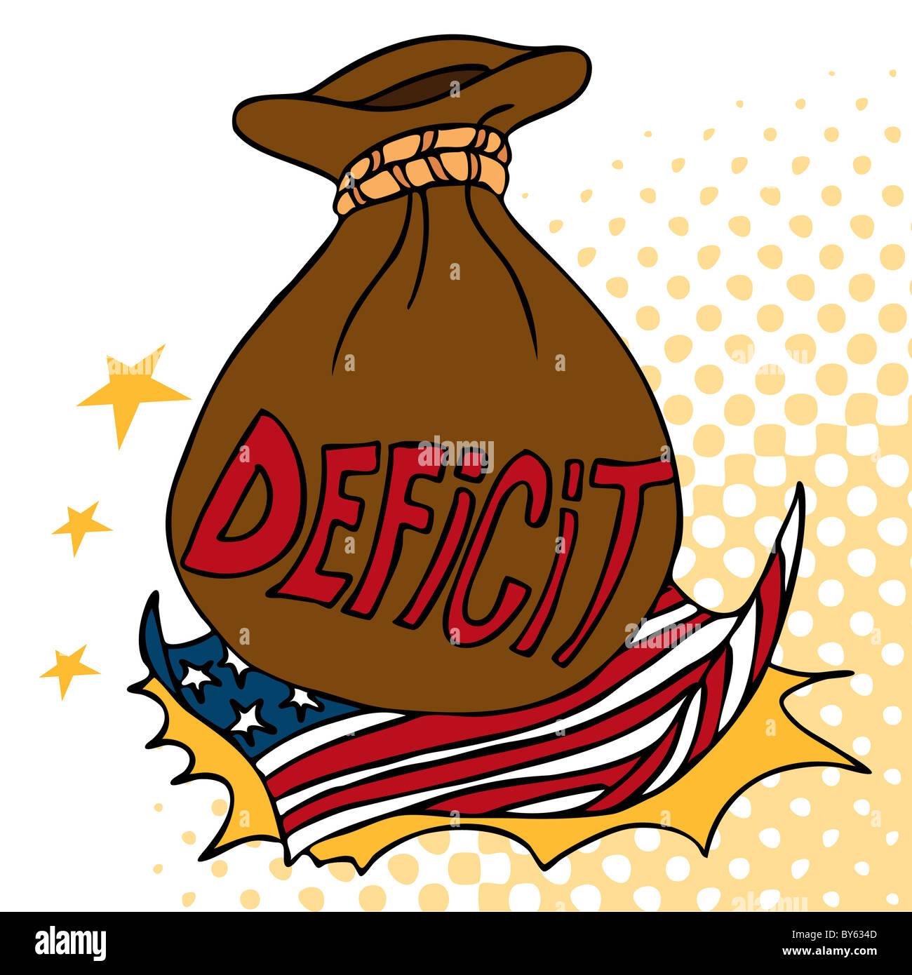 An image of a giant deficit bag crashing on an American flag Stock ...