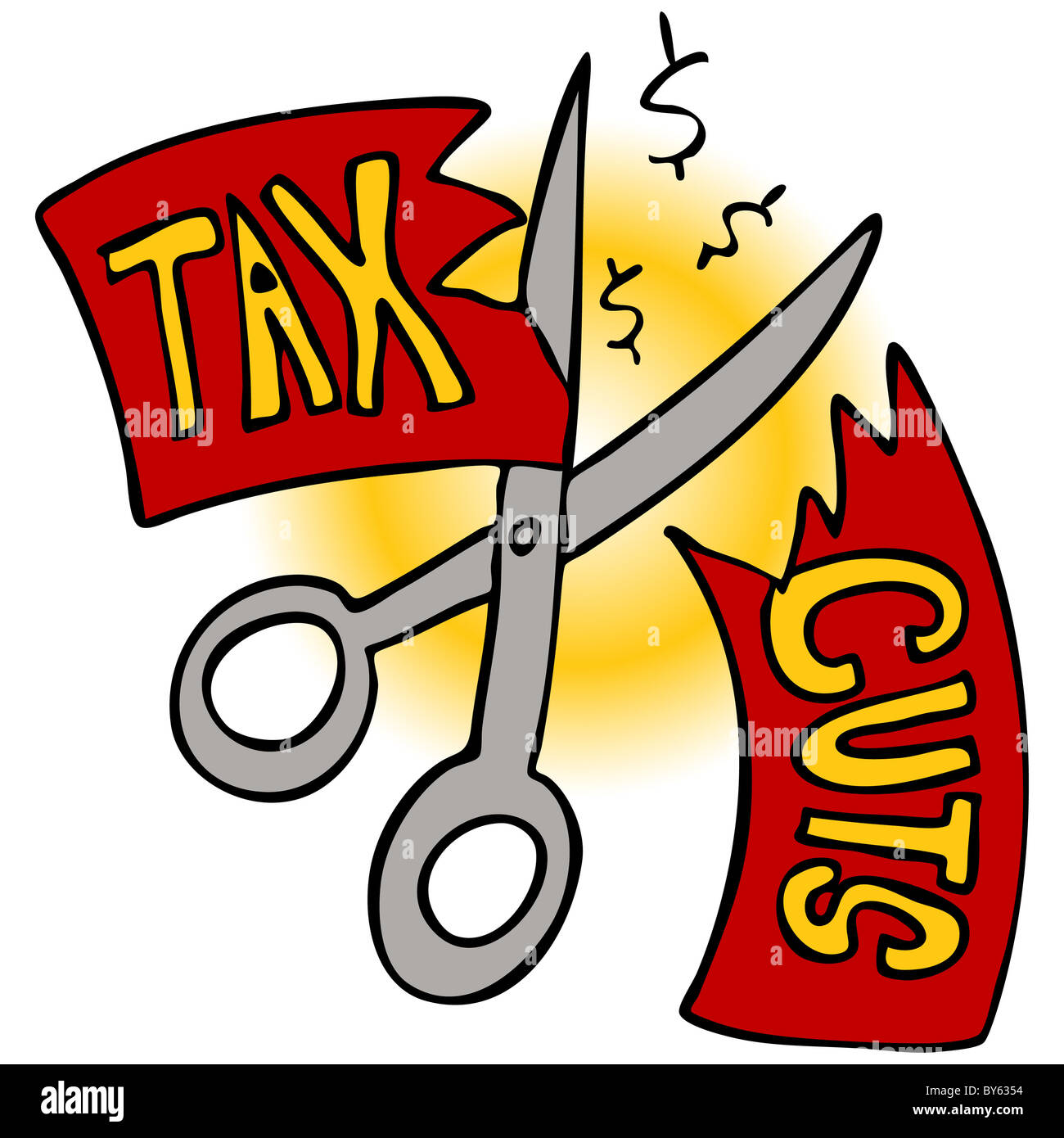 An image of a scissors cutting a tax cut paper Stock Photo - Alamy