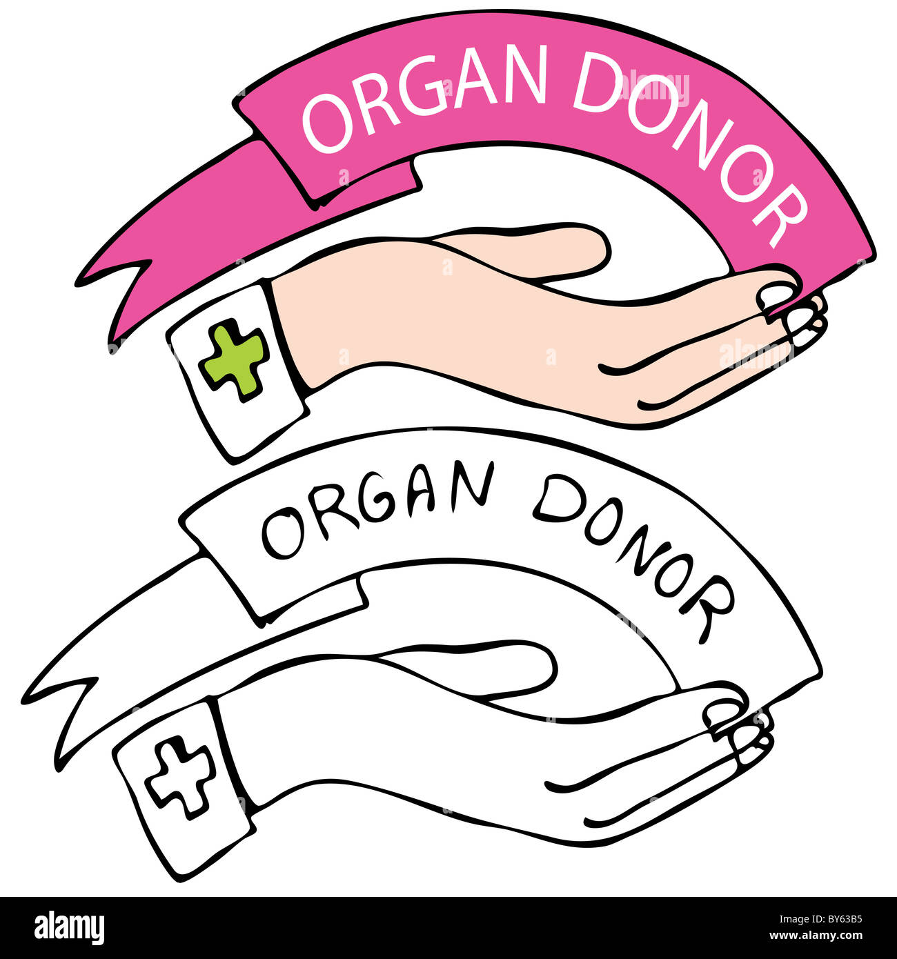 An image of a hand with organ donor banner Stock Photo - Alamy